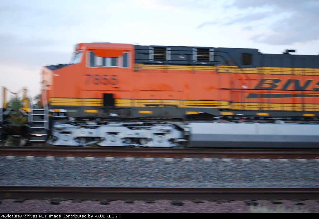 BNSF 7855 passes me by in this blurred shot?
